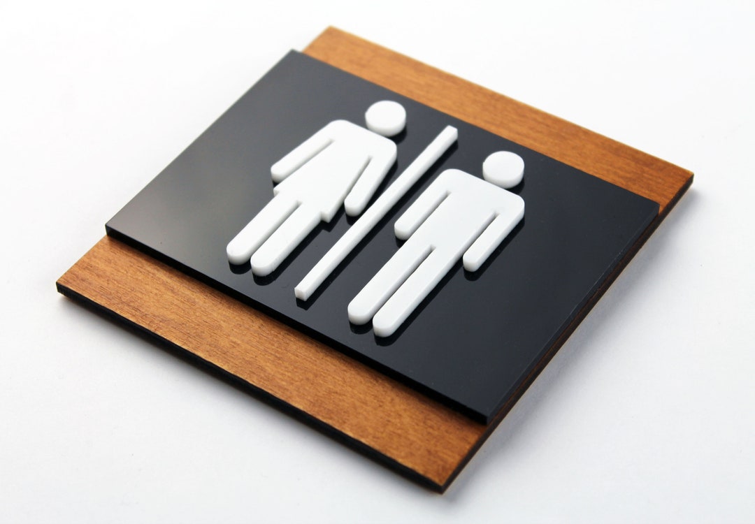 Bsign - WC Restroom Sign, Wc Door Sign, Modern Signage WC, Wooden ...