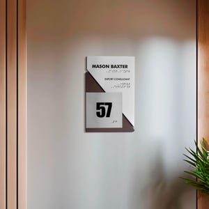 Personalized Office Door Number Sign – Stainless Steel Wood Nameplate ...