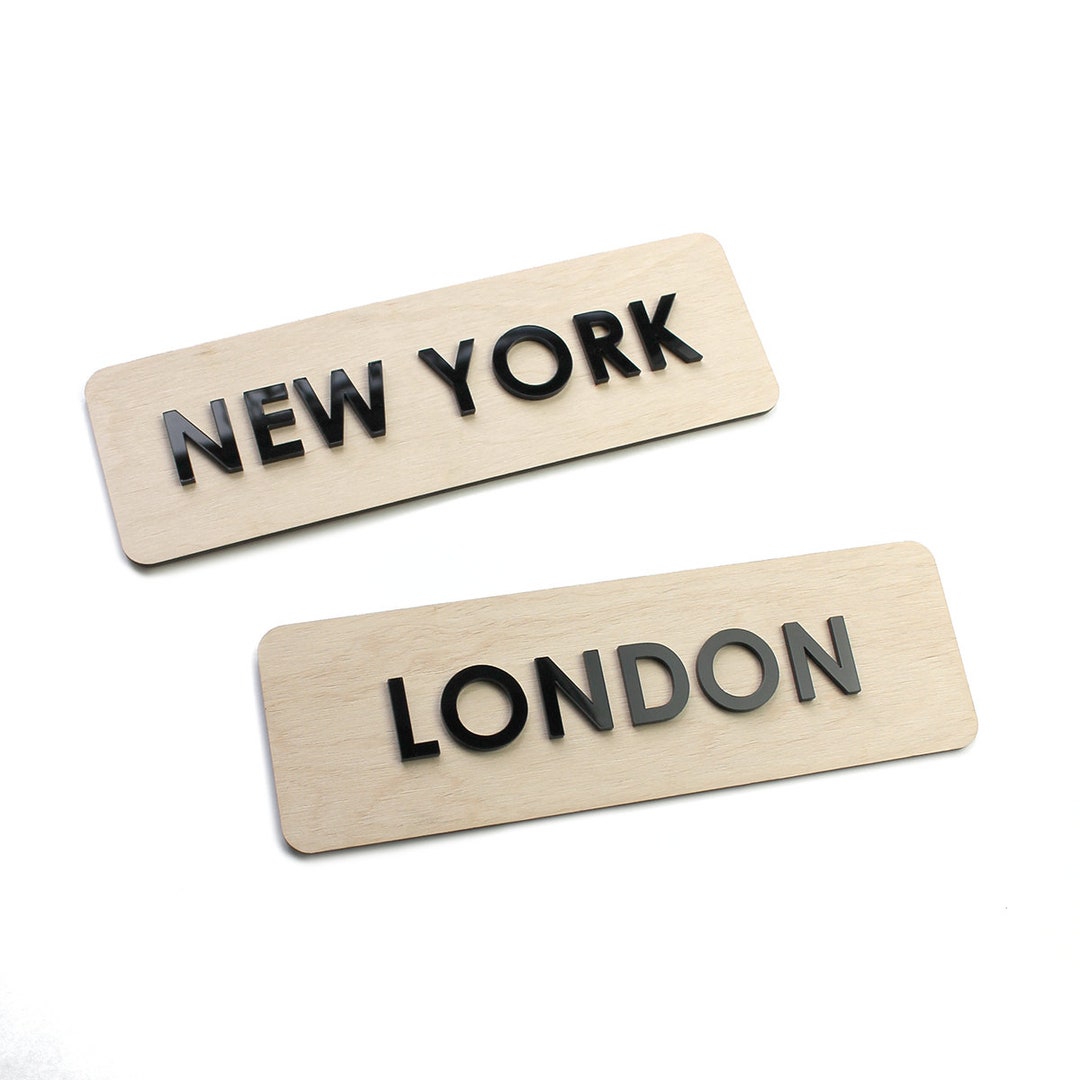 Bsign - World Clock Sign - Time Zone Clock Signs - Natural Wood Sign ...