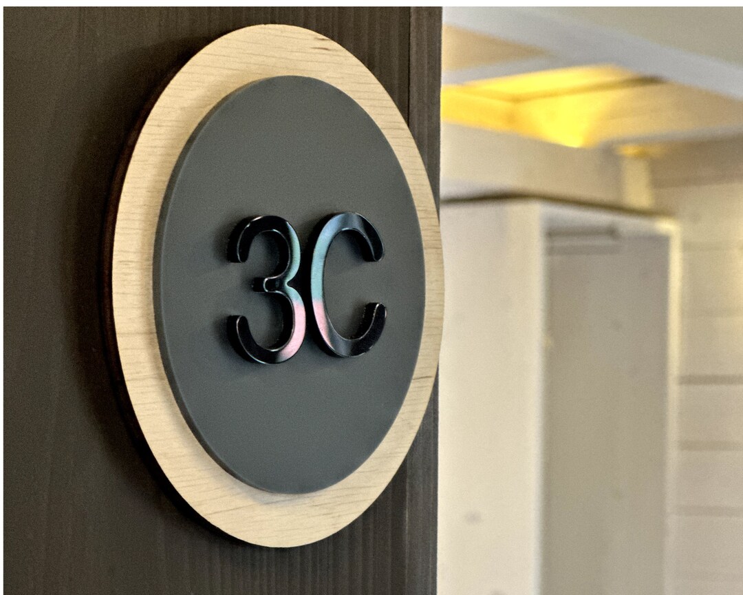 Round Bsign - Modern Hotel Condo Door Number Sign - Apartment Number ...