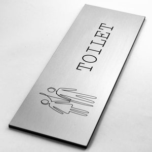 Metal Bathroom Toilet Sign - Custom Modern Restroom Room Office Sign ...