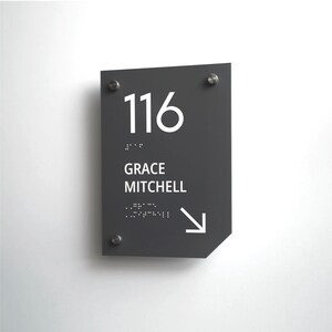 Custom Acrylic Number Sign - Personalized ADA Wall Signs - Office Door ...