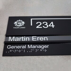 Custom Nameplate Sign With Font Braille, Business Sign, Name Door Plate ...