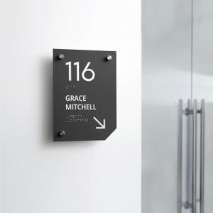 Custom Acrylic Number Sign - Personalized ADA Wall Signs - Office Door ...