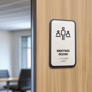 Acrylic Meeting Room Door Sign With Braille | ADA Compliant Office Sign ...