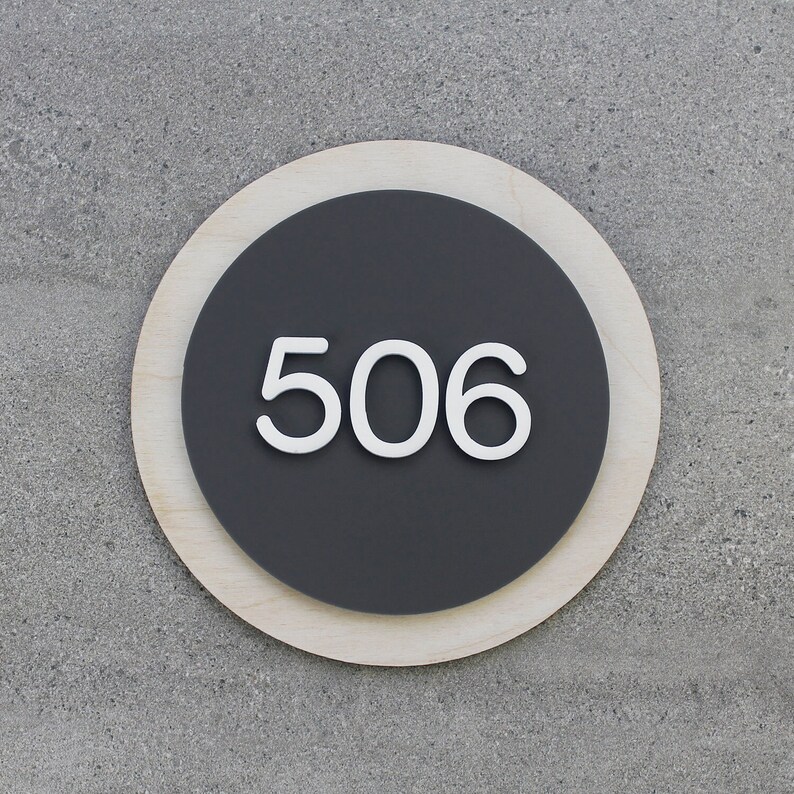 Modern Round Apartment Numbers Sign - Hotel Condo Door Signage ...