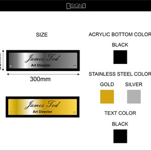 Tabletop Nameplate Sign Acrylic & Stainless Steel. Personalized ...