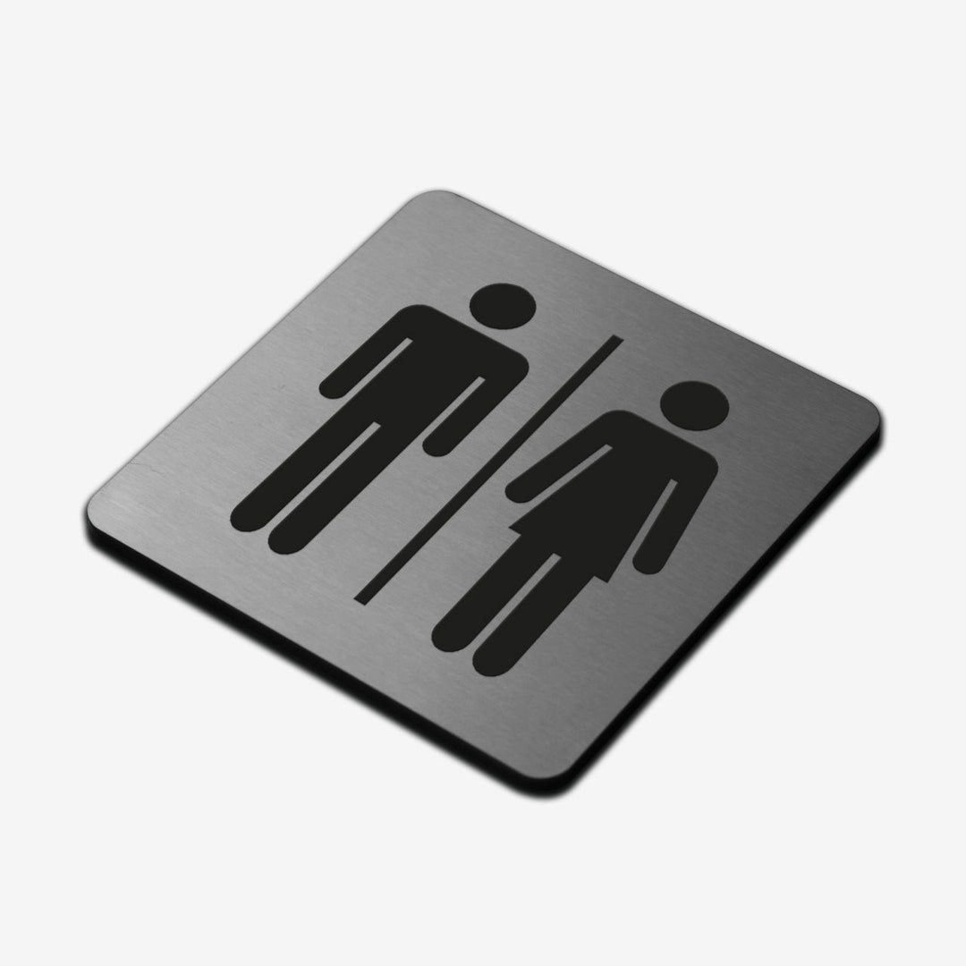 Bsign - Restroom Sign Metal Metal - Bathroom Sign Pictogram - Stainless ...