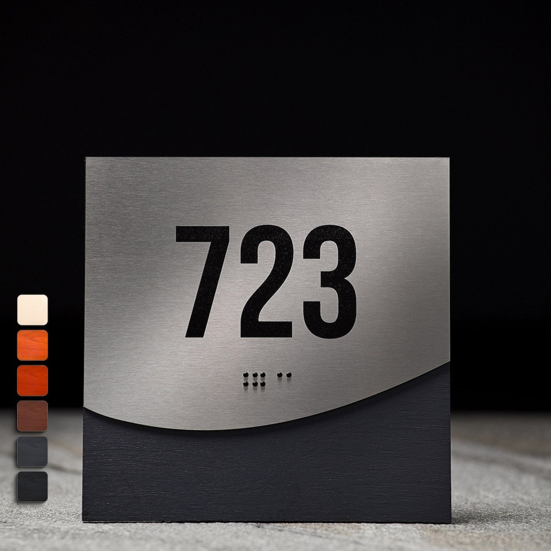 Bsign - Wooden and Steel Office Door Numbers Plaque - Best Choose for ...