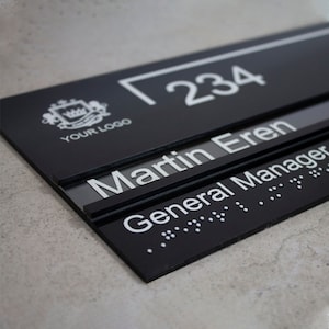 Custom Nameplate Sign With Font Braille, Business Sign, Name Door Plate ...