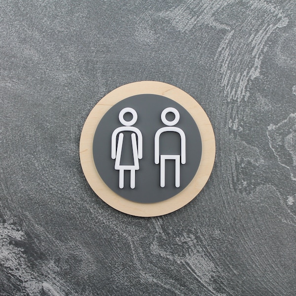 Grey Restroom Sign - Etsy