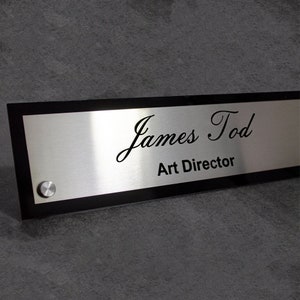 Tabletop Nameplate Sign Acrylic & Stainless Steel. Personalized ...