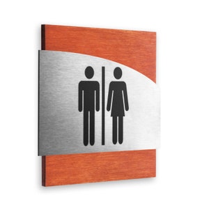 Bsign - All Gender Restroom Sign - Steel Bathroom Symbol - Unisex ...