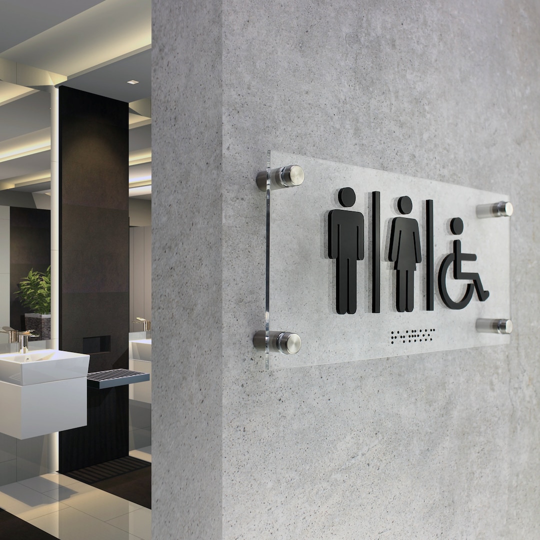 Bsign - Restroom Sign With ADA - Toilet Door Plaque - All Gender ...