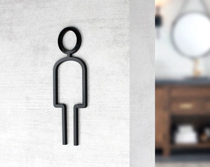 Restrooms Modern Figures Door Signs. Stainless Set Men Woman Neutral WC ...