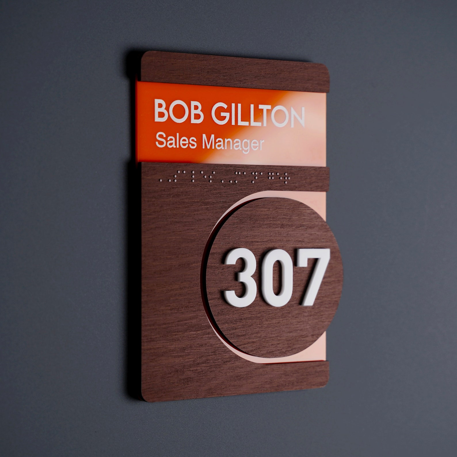 Custom Office Door Sign: Wood & Steel Name and Number Plate - Etsy