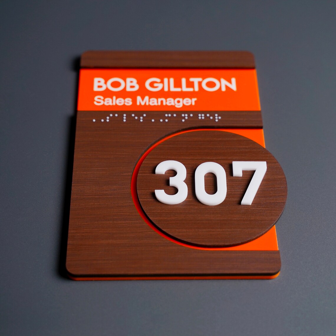 Custom Office Door Sign: Wood & Steel Name and Number Plate - Etsy