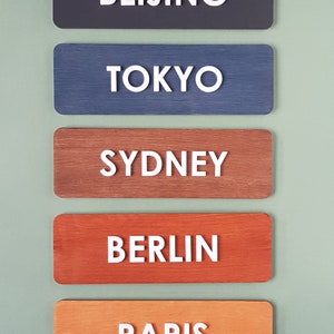 Bsign - World Clock Sign - Time Zone Clock Signs - Wood Sign for Wall ...