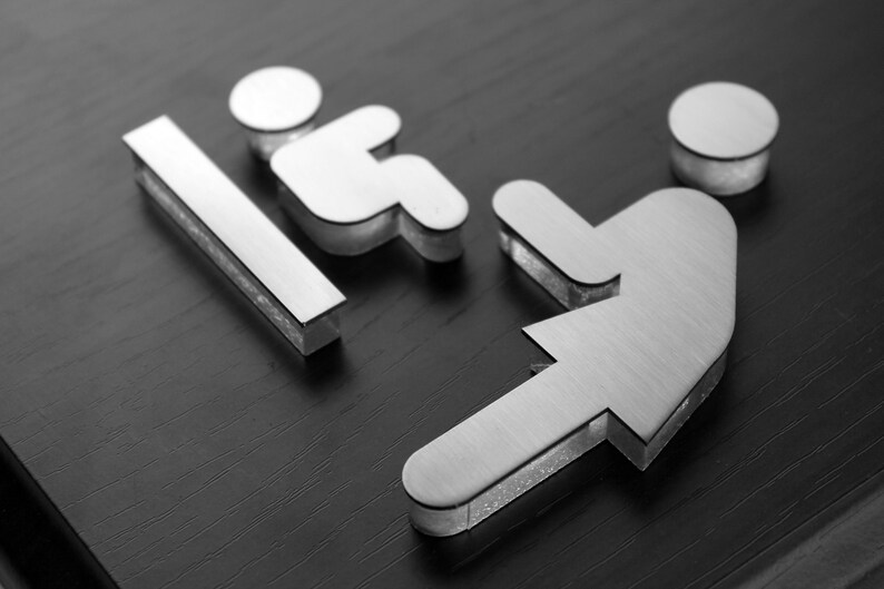 Steel Restroom Sign Bathroom Signage Modern Signage WC | Etsy