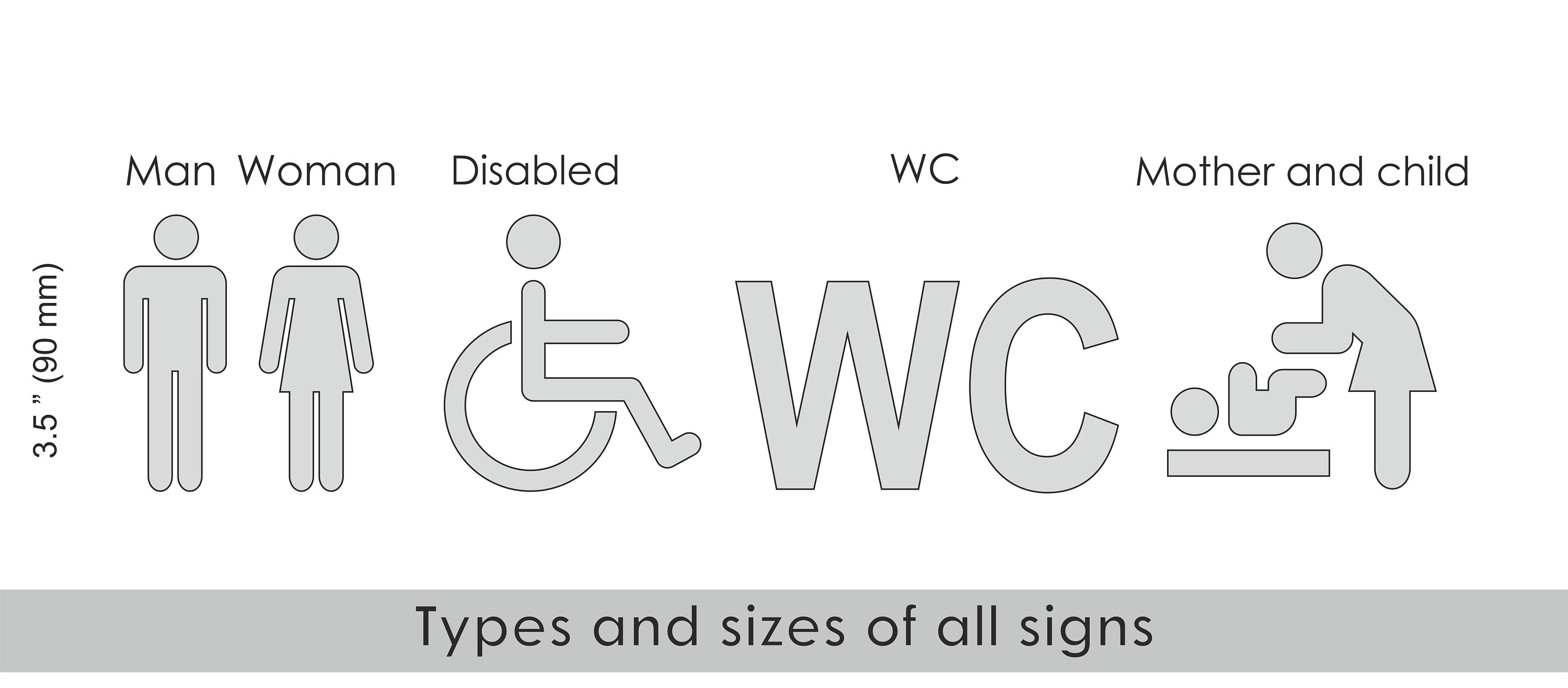 Steel Restroom Sign - Bathroom Signage - Modern Signage WC - Bathroom ...