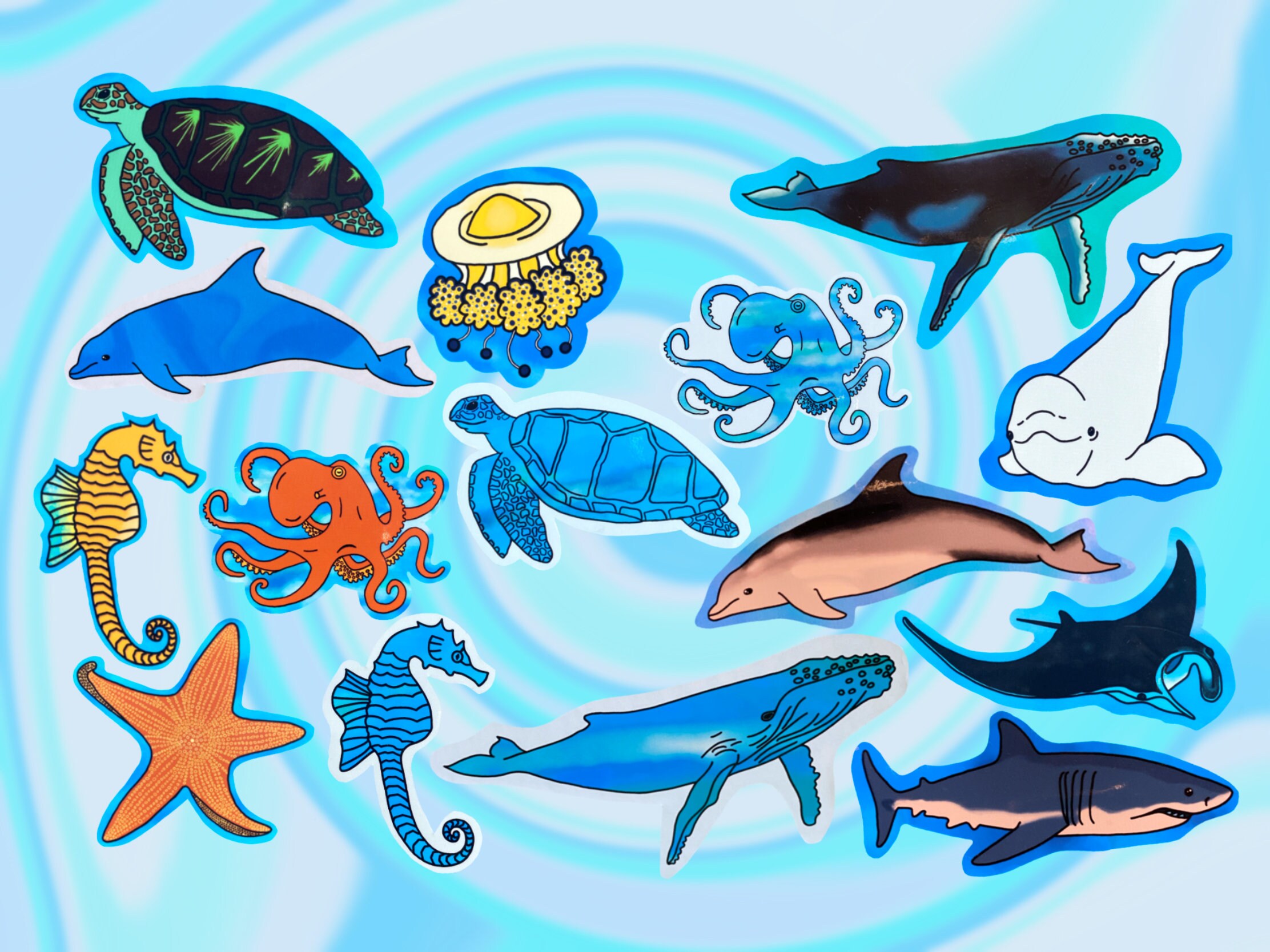 Custom Sticker Multipack Sea Animal Stickers Selection | Etsy