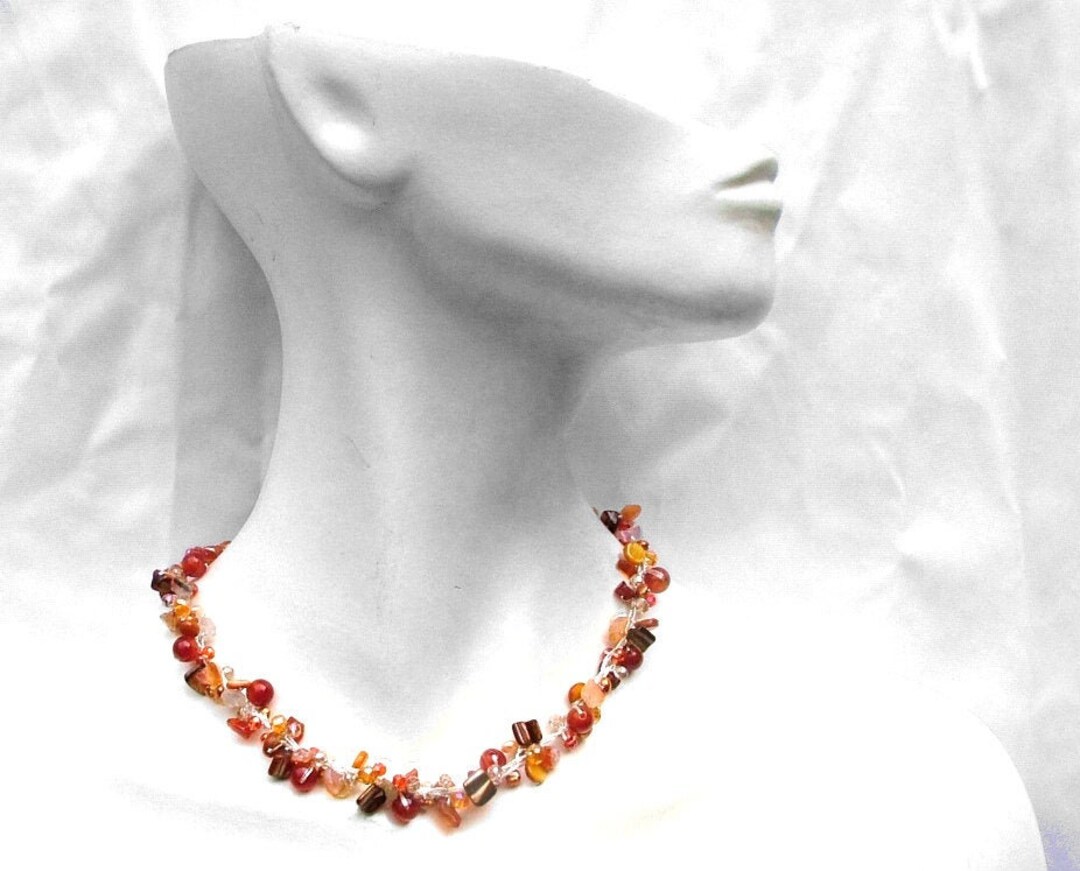 Collier Argent Karneol Nacret Perles deau douce Cristaux - Etsy France