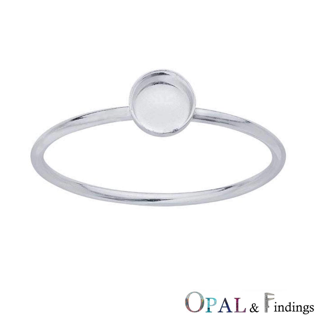 Sterling Silver Round Cabochon Ring Mounting 4mm - Etsy UK