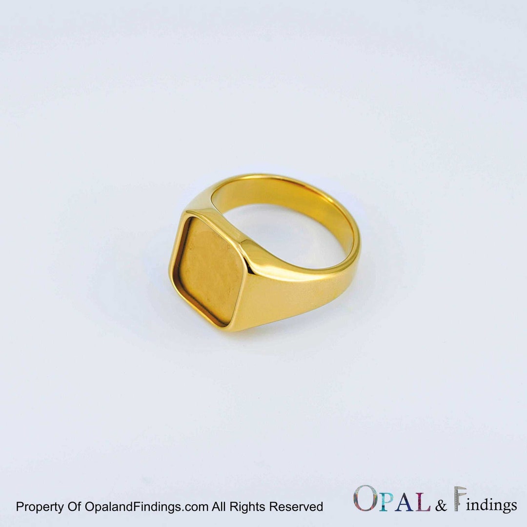 14K Gold Tungsten Square Ring Blank Signet Core - Etsy