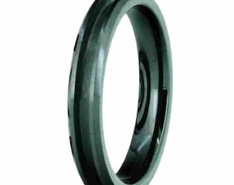 Offset-channel Black Ceramic Blank for Inlay, 8mm Wide Ring With 1.5mm ...