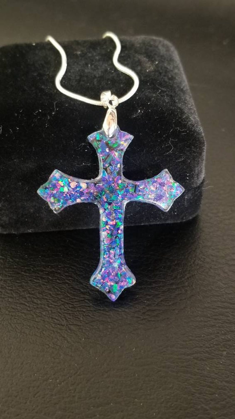 Cremation Cross Pendant, Infused With Ashes and Opal. - Etsy