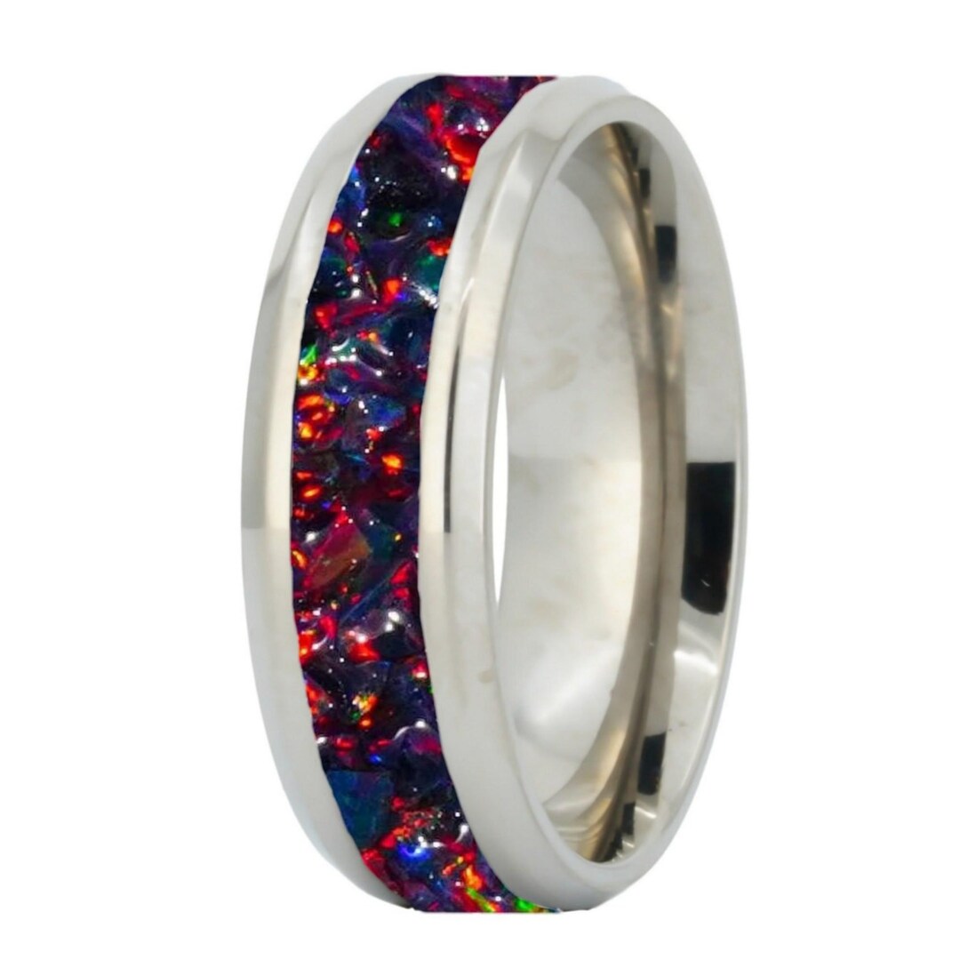 Opal Ring - OP89 Black Opal 7 - Titanium Core - Etsy