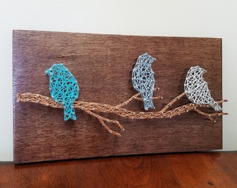Robin String Art Robin on Cherry Blossom Branch Wall Art - Etsy