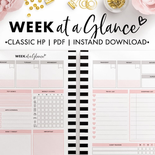 Classic HP Month at a Glance Black and White - Etsy