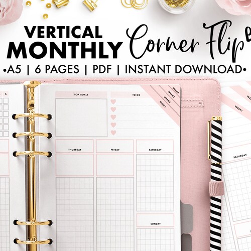 A5 Vertical Monthly Corner Flip Lavender - Etsy