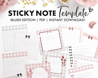 STICKY NOTES Printable PDF Fits 3in by 3in Notepads - Etsy