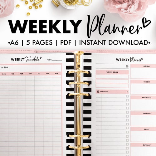 A6 Weekly Layout - Etsy