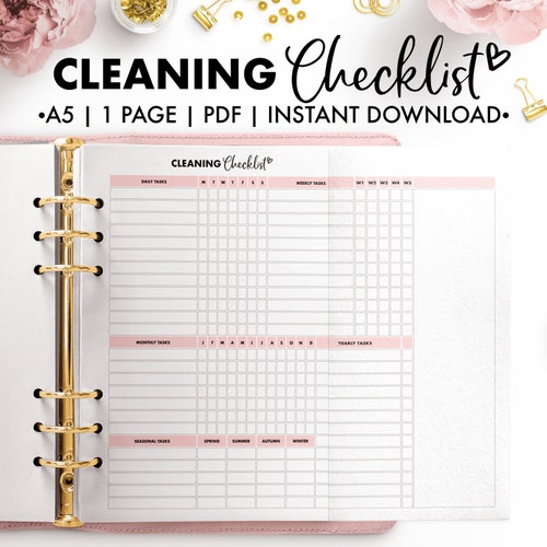 Daily Cleaning Checklist Weekly Cleaning Checklist Printable - Etsy