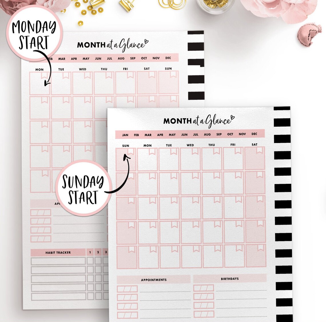 Mini HP Monthly at a Glance | Etsy