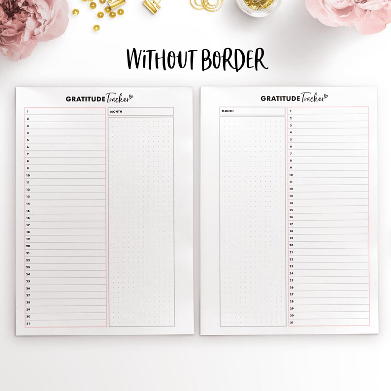 Personal Wide Gratitude Tracker | Etsy