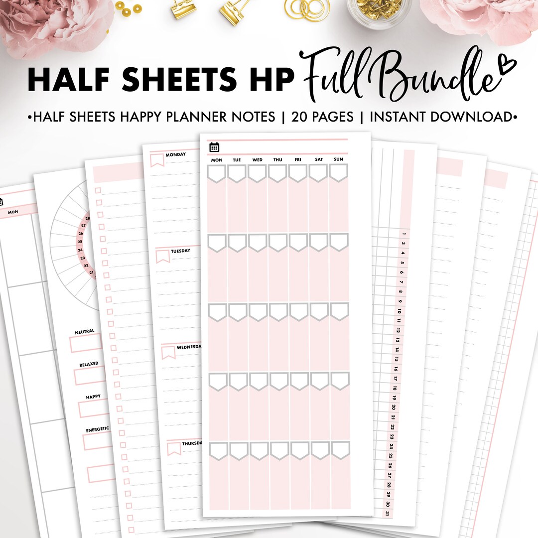 Planify Pro, Half Sheet Happy Planner Notes Full Bundle Inserts - Etsy