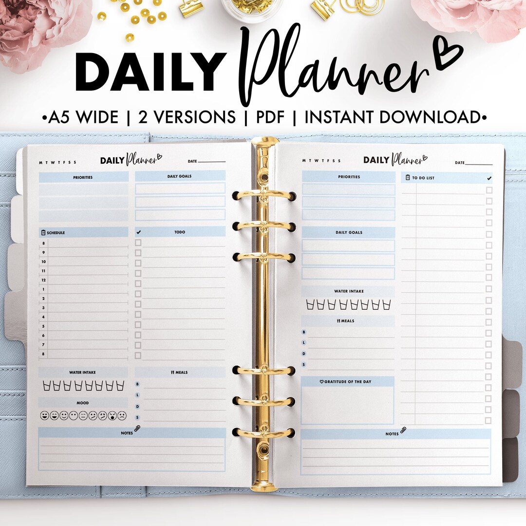 Planify Pro, A5 Wide, Daily Planner, Blue - Etsy Canada