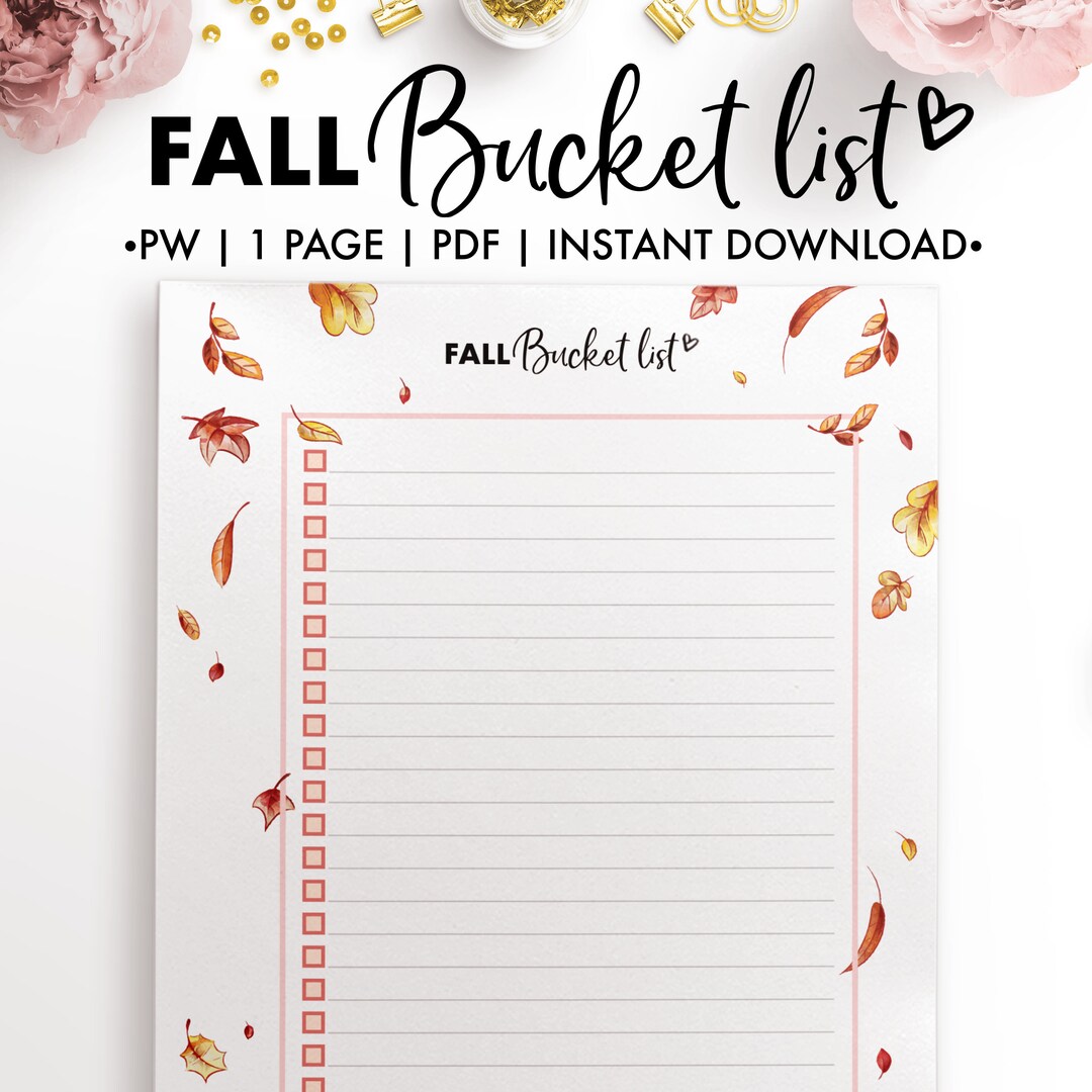Planify Pro, Personal Wide, Fall Bucket List - Etsy