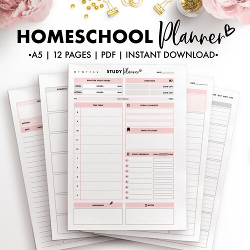 Homeschool Planner printable Set Sized Small 5.5 X - Etsy