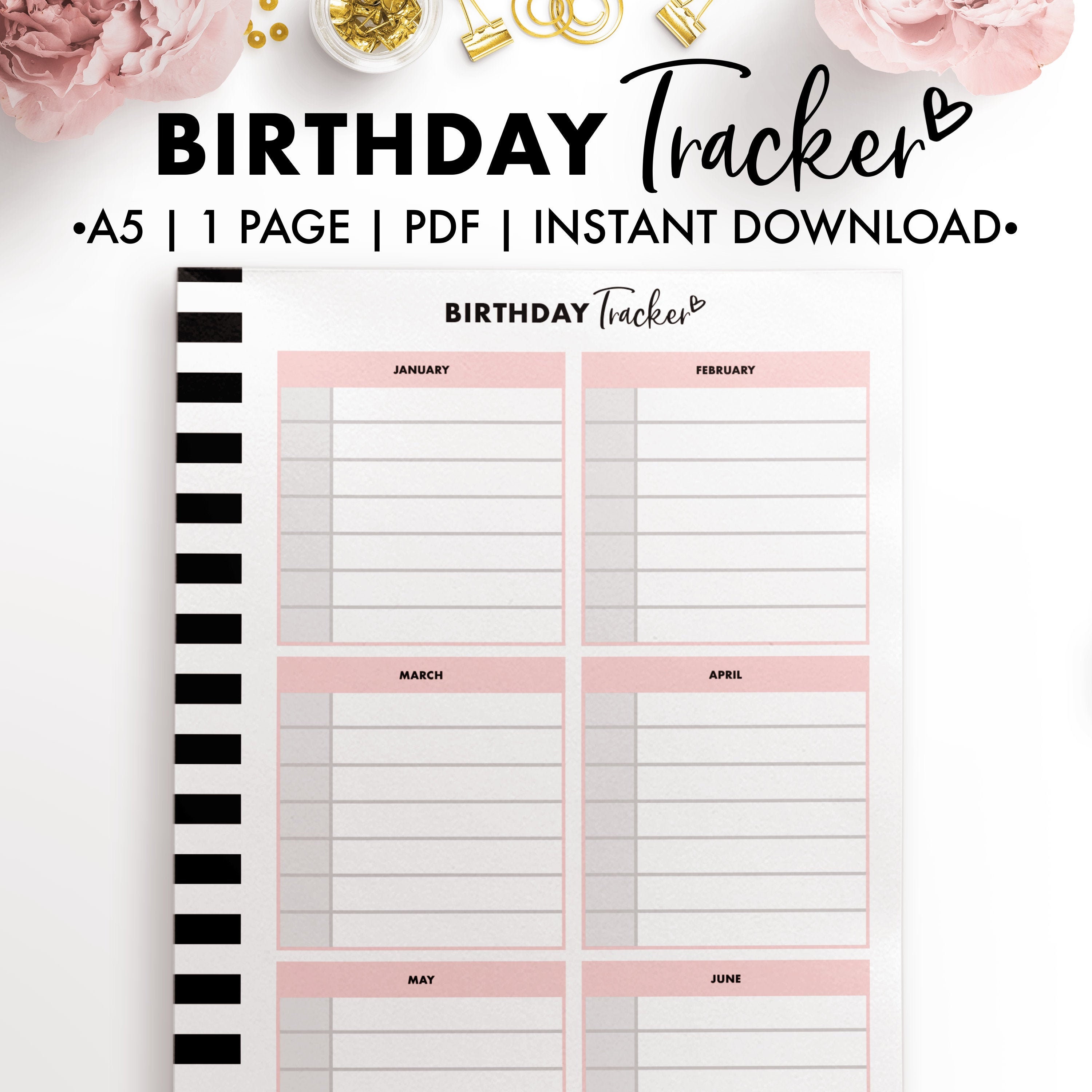 A5 Birthday Tracker - Etsy UK