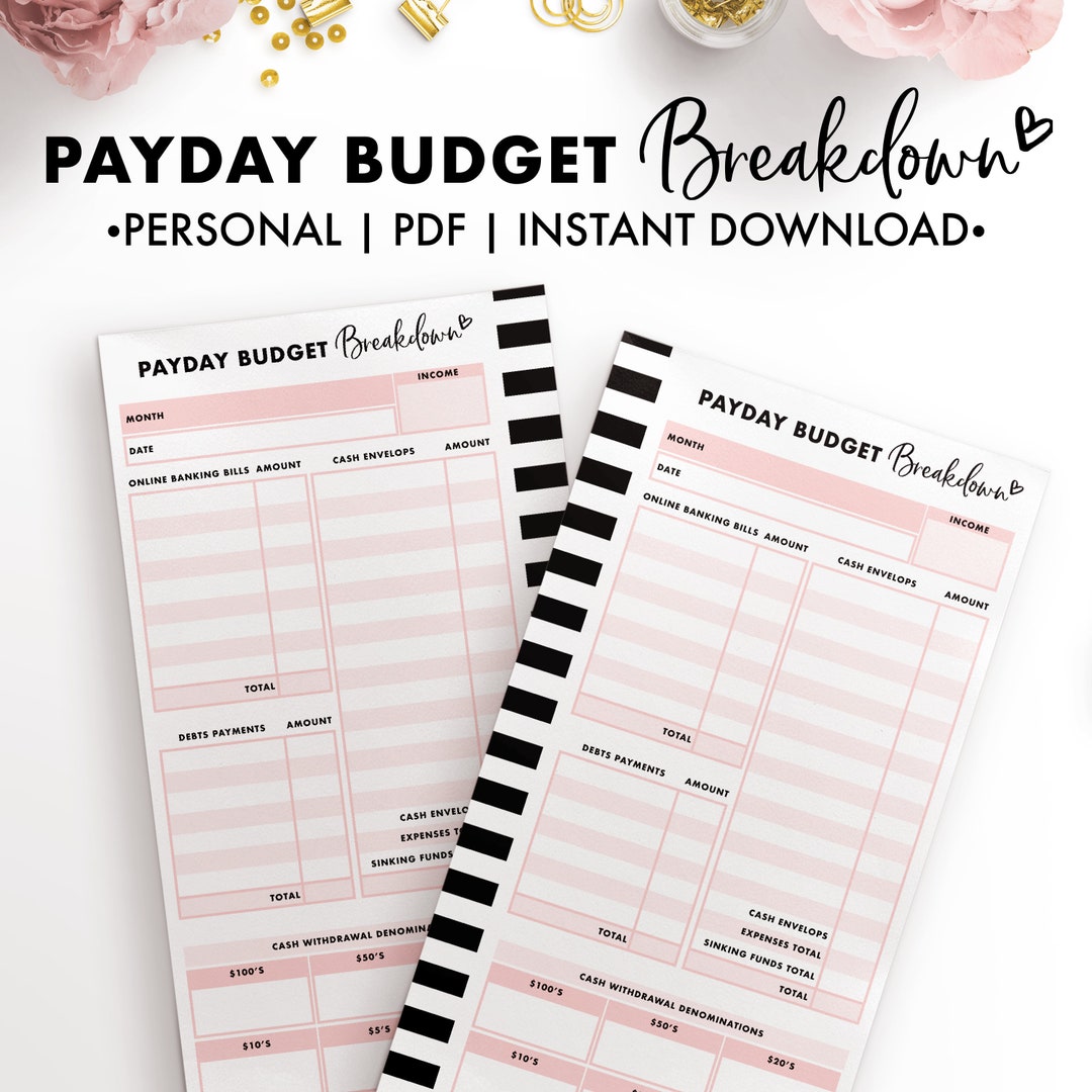 Planify Pro, Personal Size, Payday Budget Breakdown - Etsy