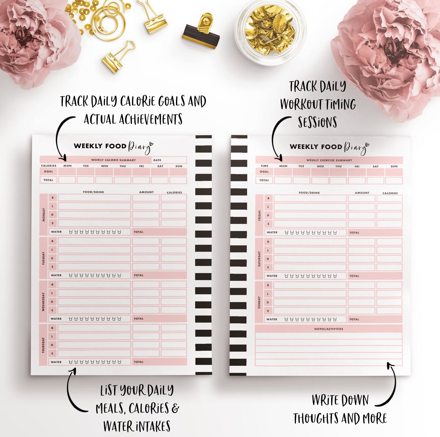 Personal Wide Weekly Food Diary - Etsy