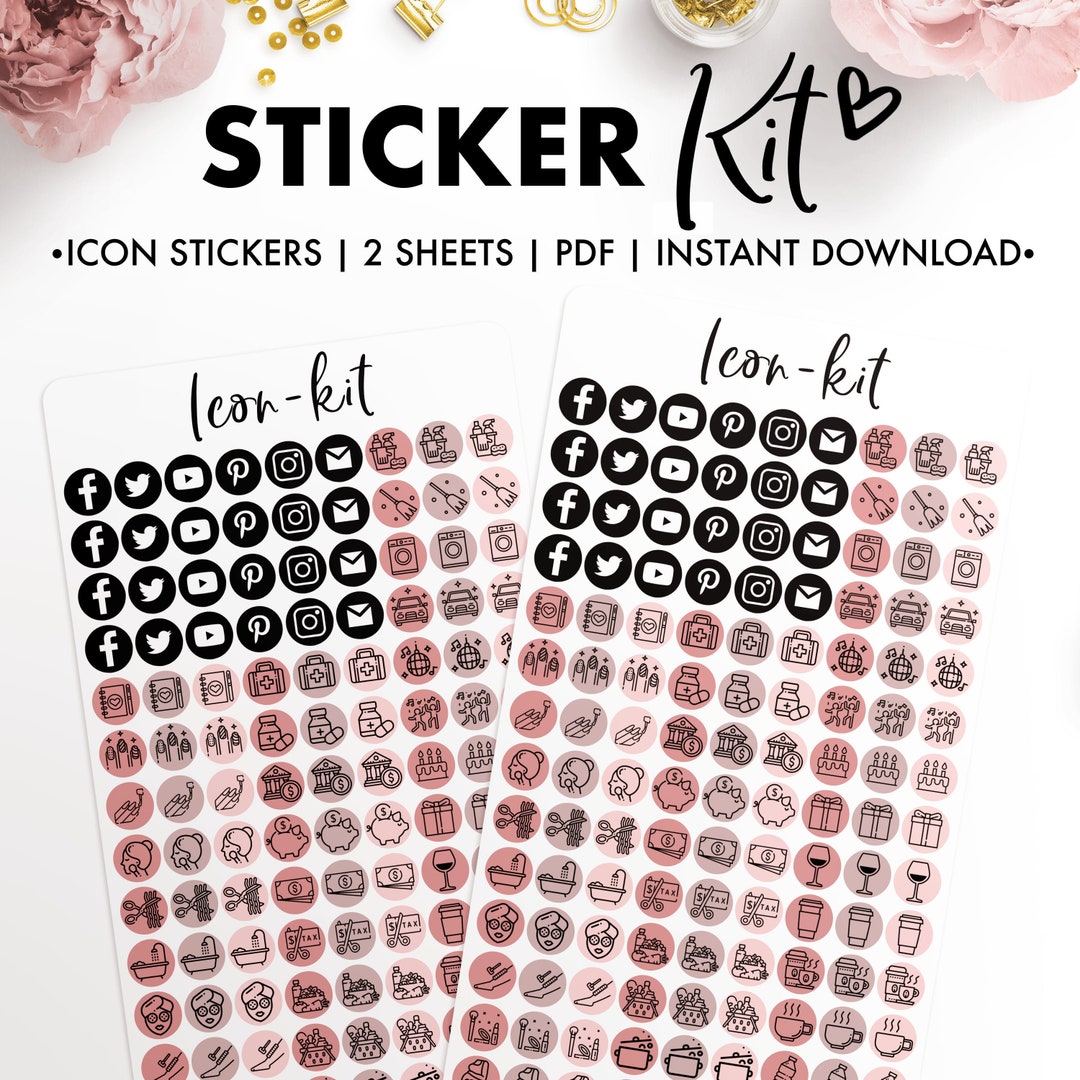 Planify Pro, Icon Sticker Kit, PDF Instant Download - Etsy