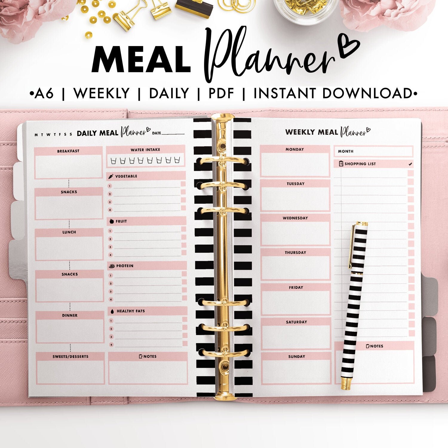 A6 Meal Planner - Etsy