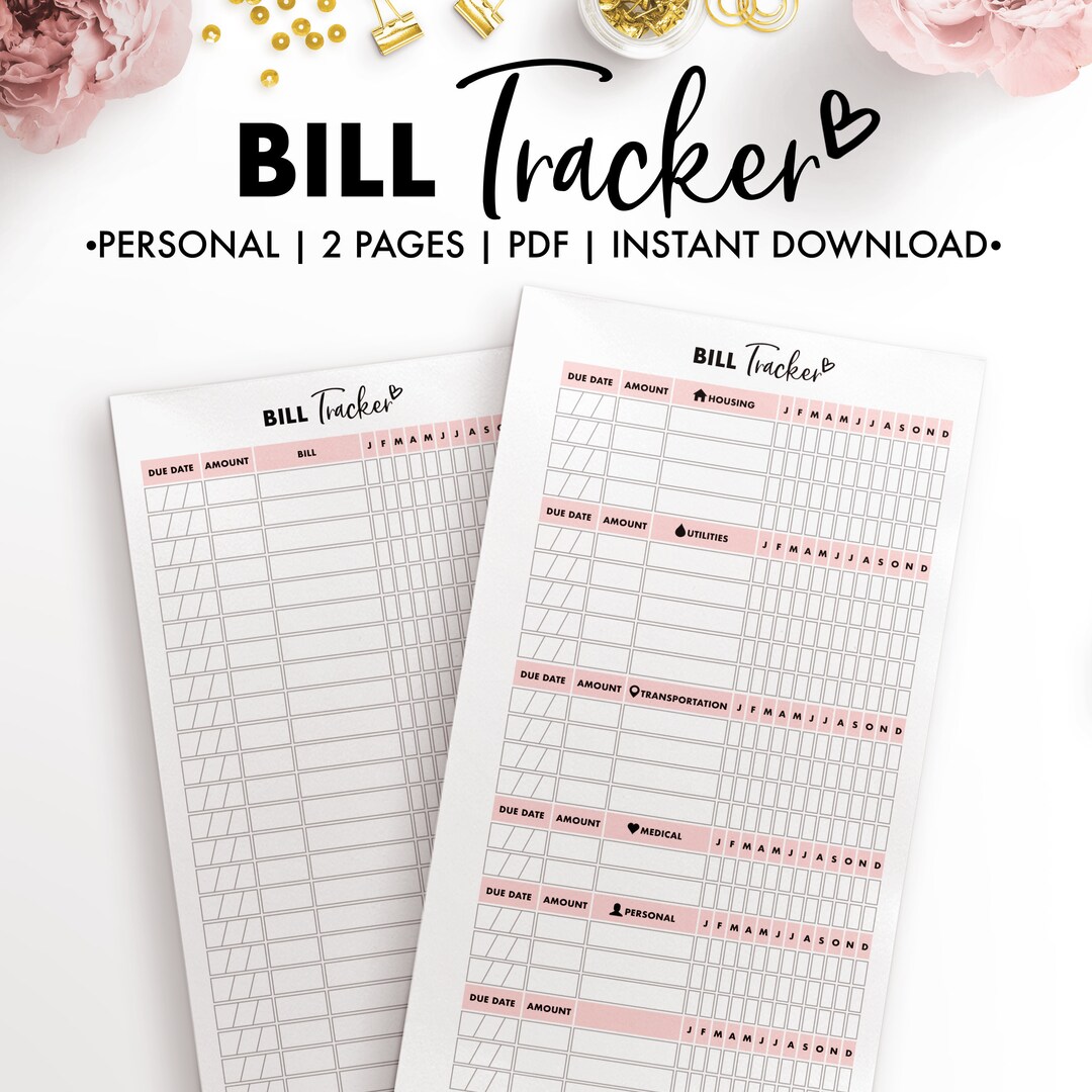 Planify Pro, Personal Size, Bill Tracker - Etsy