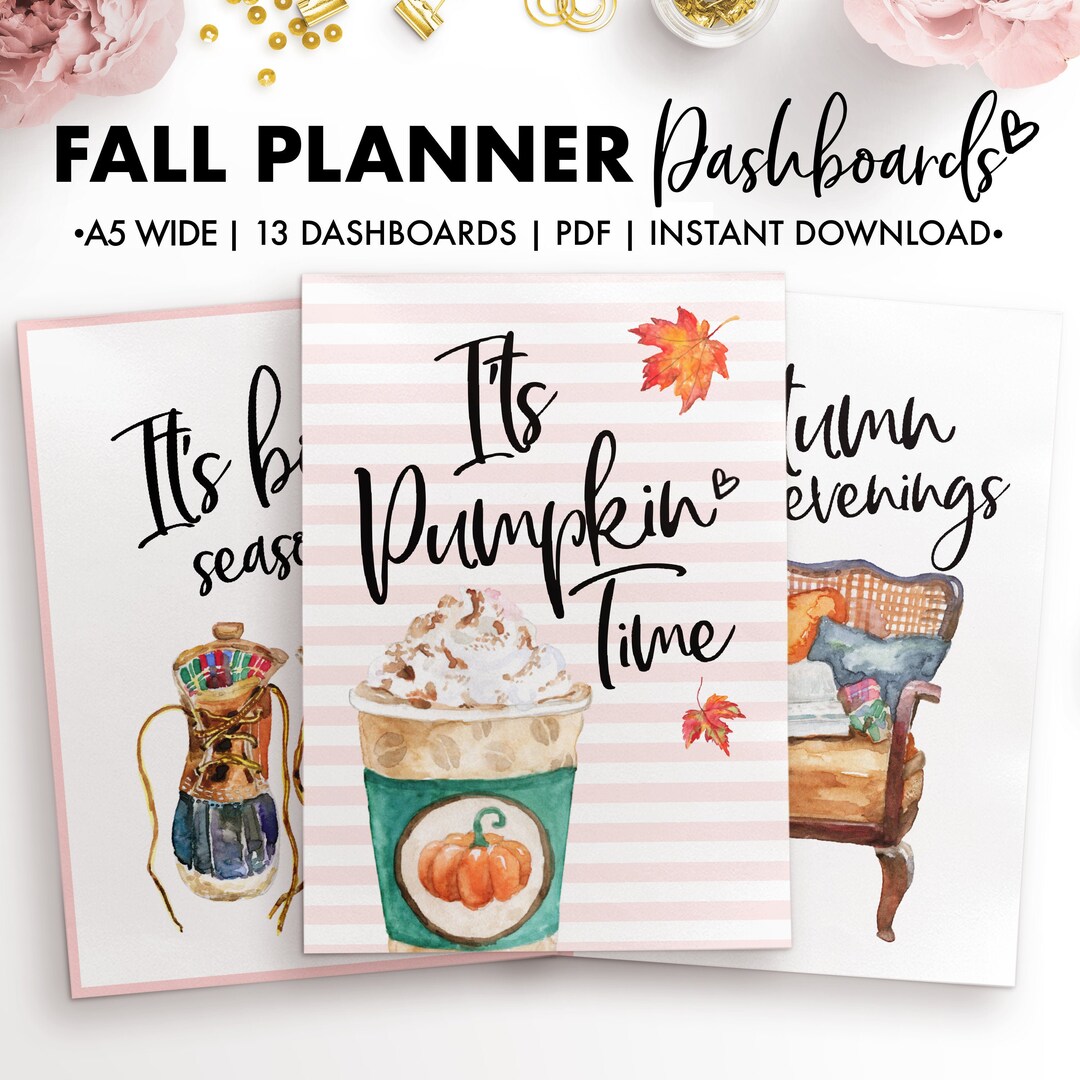 A5 Wide Fall Planner Dashboards - Etsy